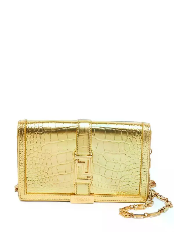 Versace Greca Goddess Croc-embossed Clutch Bag