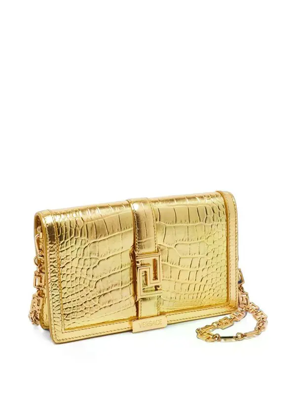 Versace Greca Goddess Croc-embossed Clutch Bag