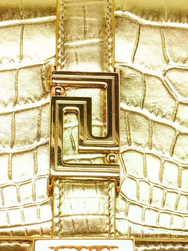 Versace Greca Goddess Croc-embossed Clutch Bag