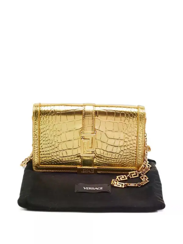 Versace Greca Goddess Croc-embossed Clutch Bag