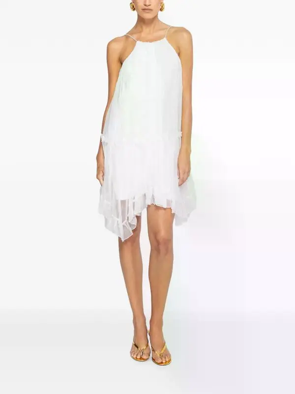 NISSA Lace Applique Silk Dress