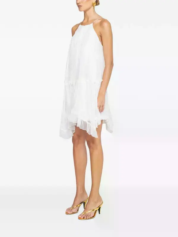 NISSA Lace Applique Silk Dress