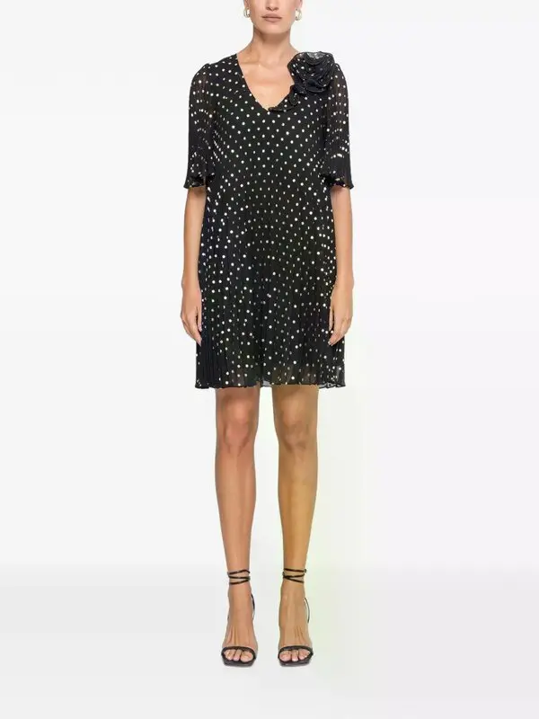 NISSA Polka-dots Pleated Midi Dress