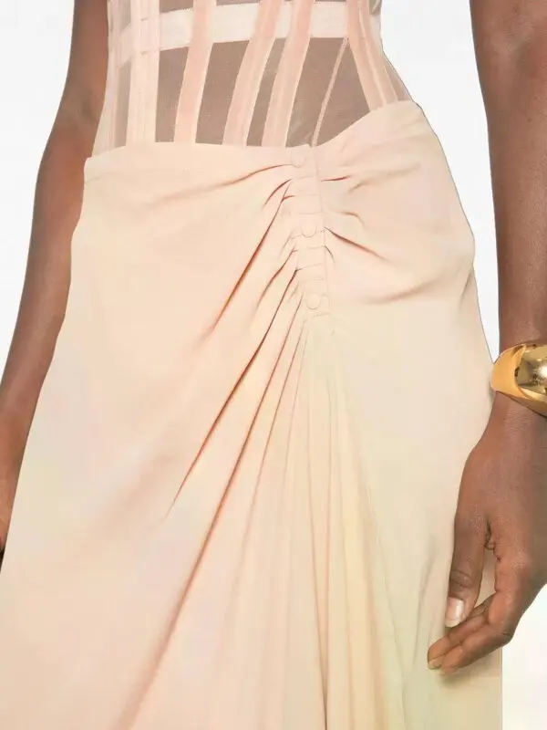 MUGLER Draped Button-detail Skirt - Neutrals