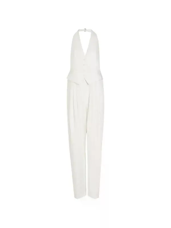 Ronny Kobo Rex Halterneck Pleated Jumpsuit - White