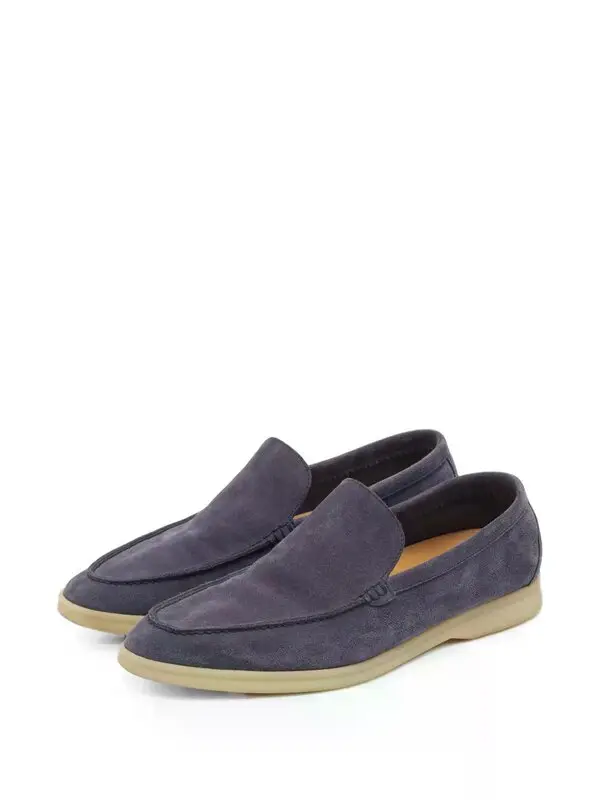 Loro Piana Summer Charms Walk Suede Loafers - Blue