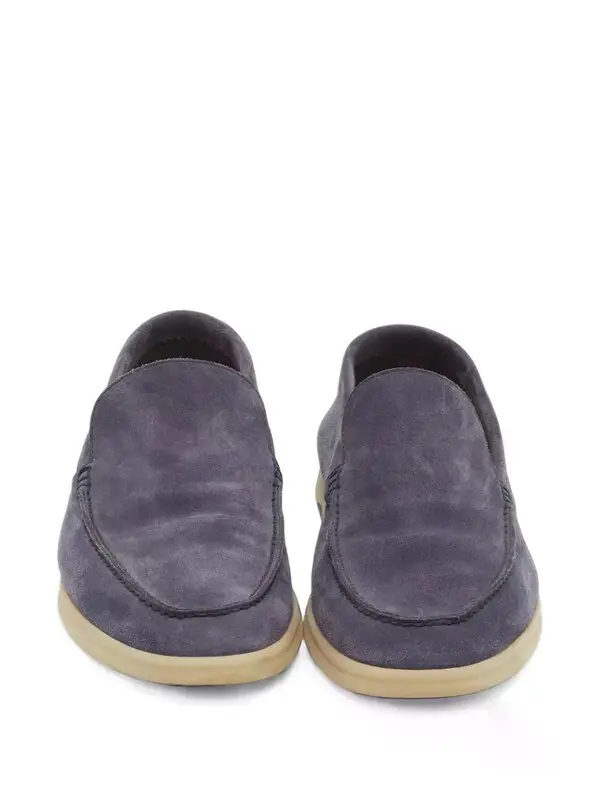 Loro Piana Summer Charms Walk Suede Loafers - Blue