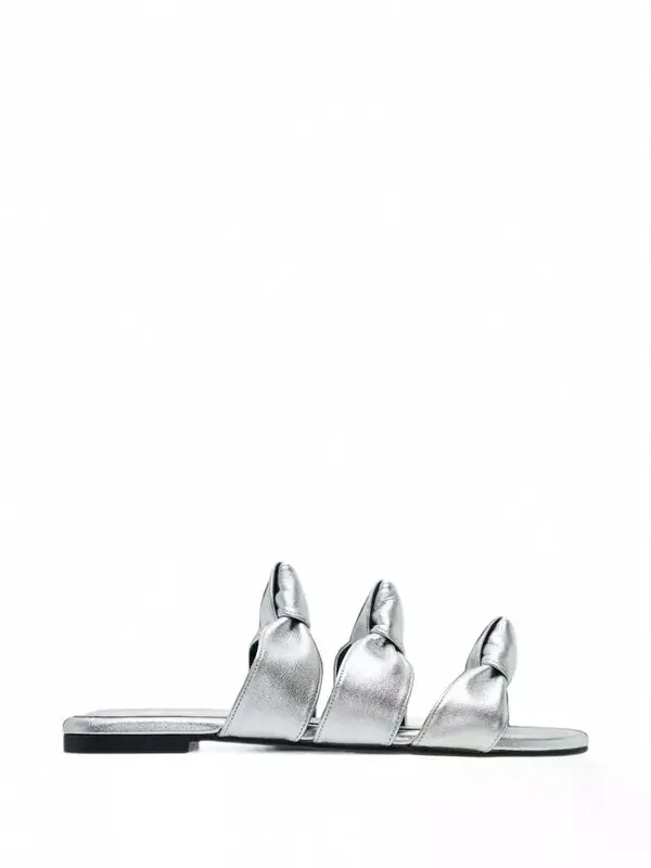 DUET SHOES Metallic Bow Detail Flat Sandals