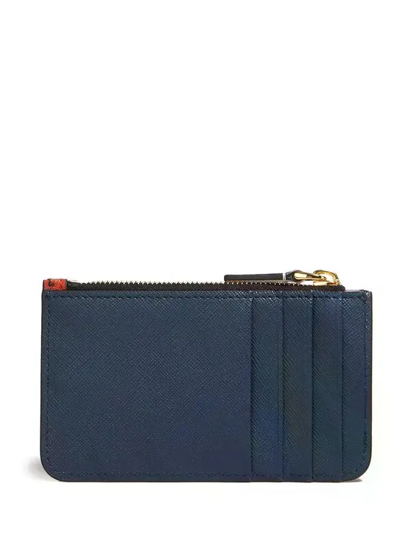 Marni Logo-print Leather Cardholder - Blue