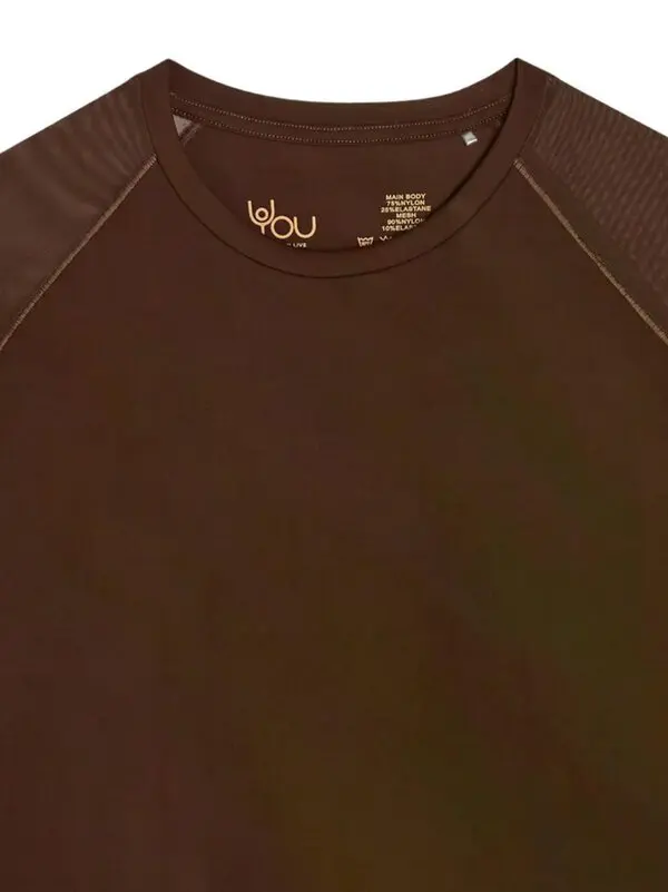 NOW YOU LIVE Waterley Mesh-panel Raglan-sleeve T-shirt - Brown