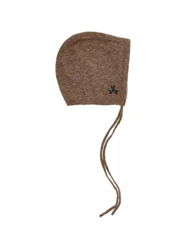 Simone Rocha Crystal-embellished Knitted Bonnet - Brown