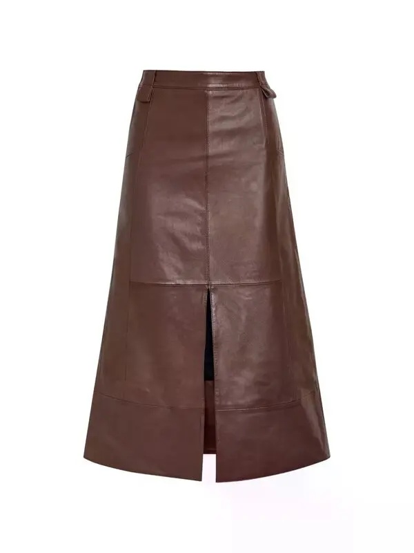SKIIM Farrah Panelled Leather Midi Skirt