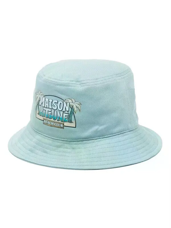 Maison Kitsuné Logo-print Cotton Bucket Hat