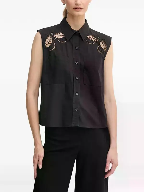 Dkny Cut-out Detail Sleeveless Shirt - Black