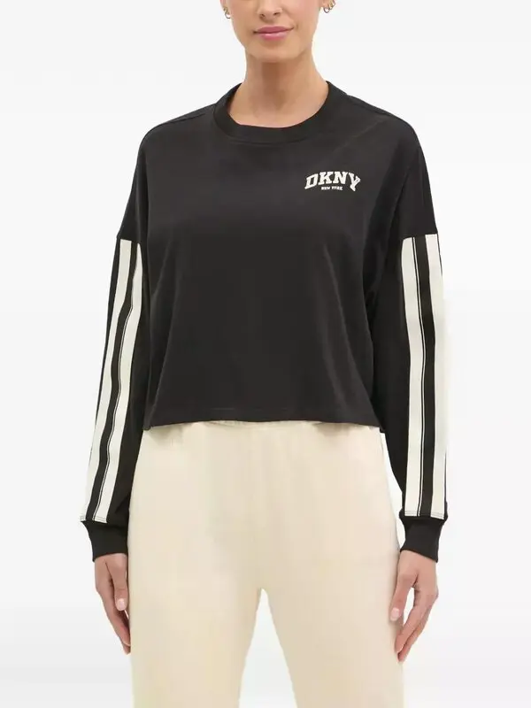 Dkny Striped-sleeve Sweatshirt - Black