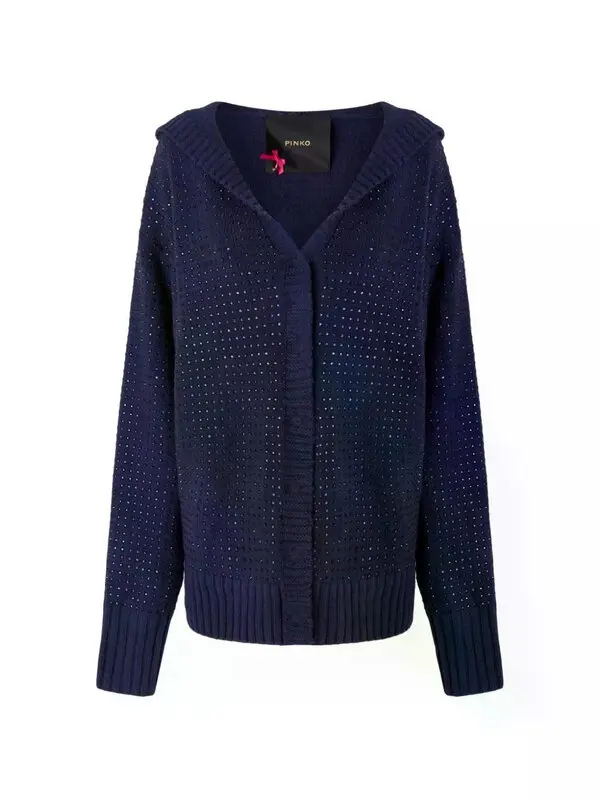 Pinko Rhinestone-embellished Hooded Cardigan - Blue