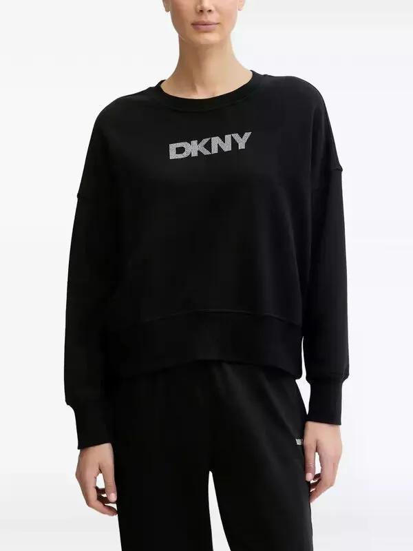 Dkny Logo-embellished Drop-shoulder Sweatshirt - Black