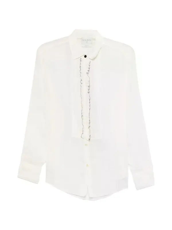 FORTE_FORTE Sheer Ruffle Trim Shirt