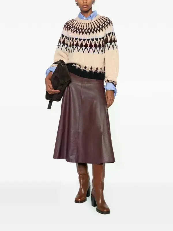 FORTE_FORTE Panelled A-line Midi Skirt