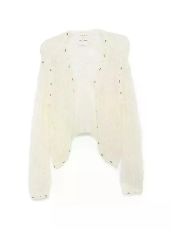 FORTE_FORTE Open-knit Bead-embellished Cardigan