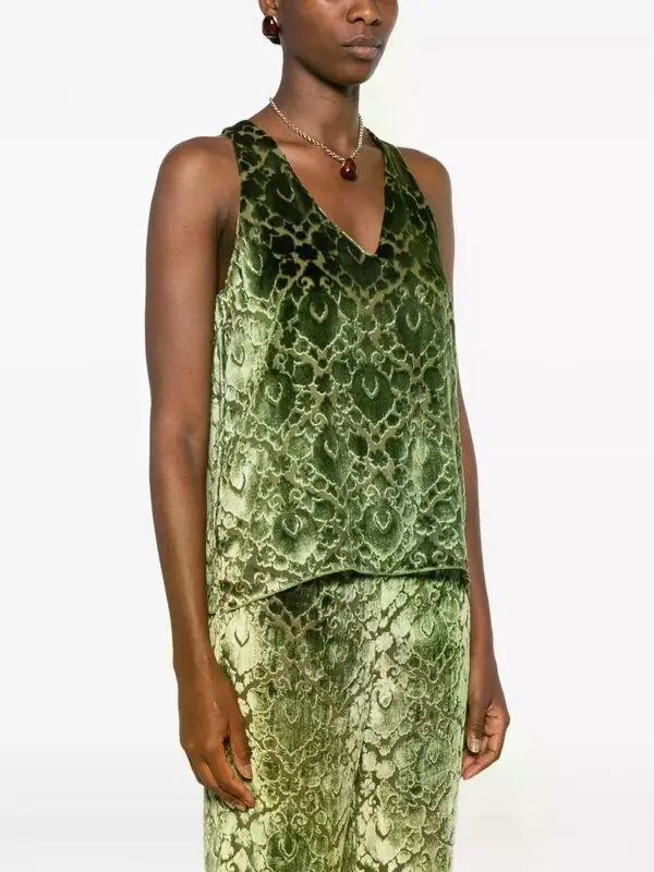 FORTE_FORTE Damask-pattern Velvet Top