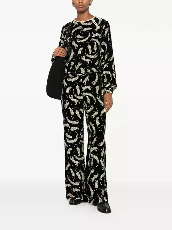 FORTE_FORTE Velvet-effect Leopard Print Long Sleeve Top