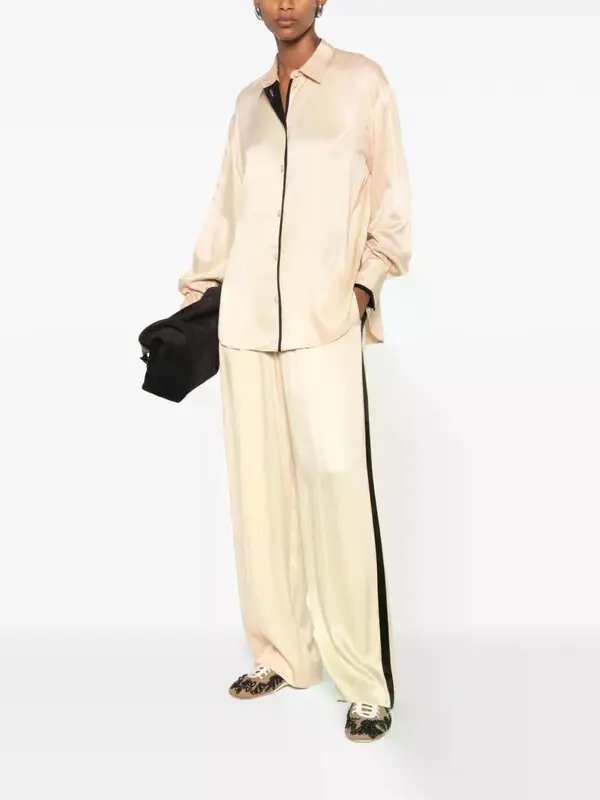FORTE_FORTE Side Stripe Wide-leg Trousers