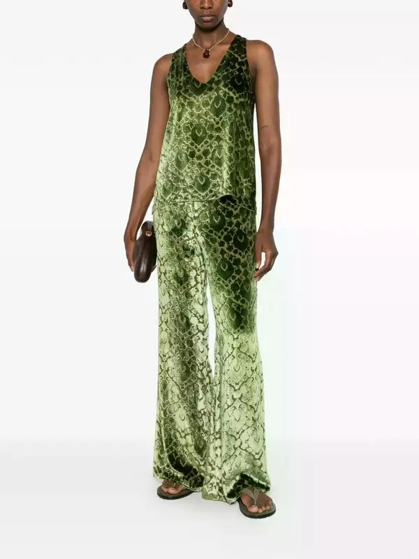 FORTE_FORTE Damask-patterned Flared Trousers
