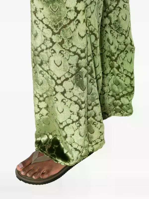 FORTE_FORTE Damask-patterned Flared Trousers