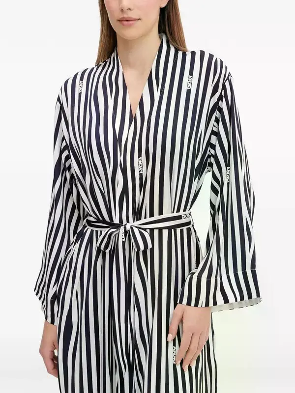 Dkny Striped Logo-print Robe