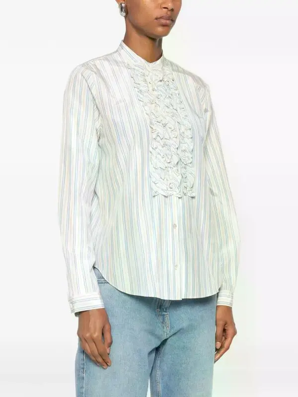 FORTE_FORTE Ruffled Striped Shirt
