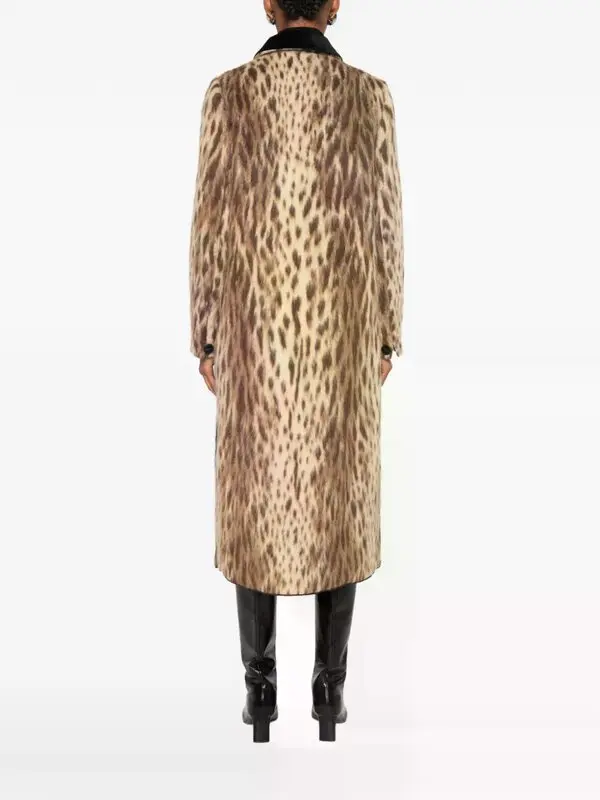 FORTE_FORTE Animal Print Contrast Collar Coat