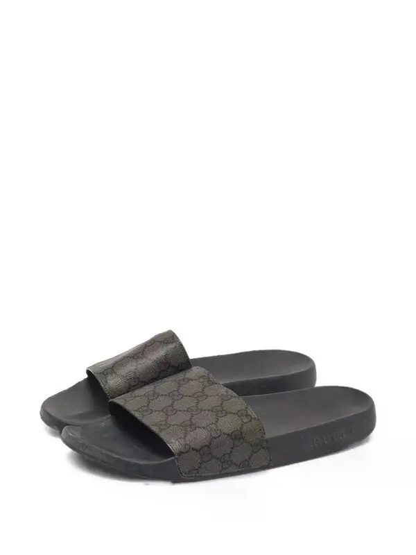 Gucci Gg Supreme Canvas Slides - Brown