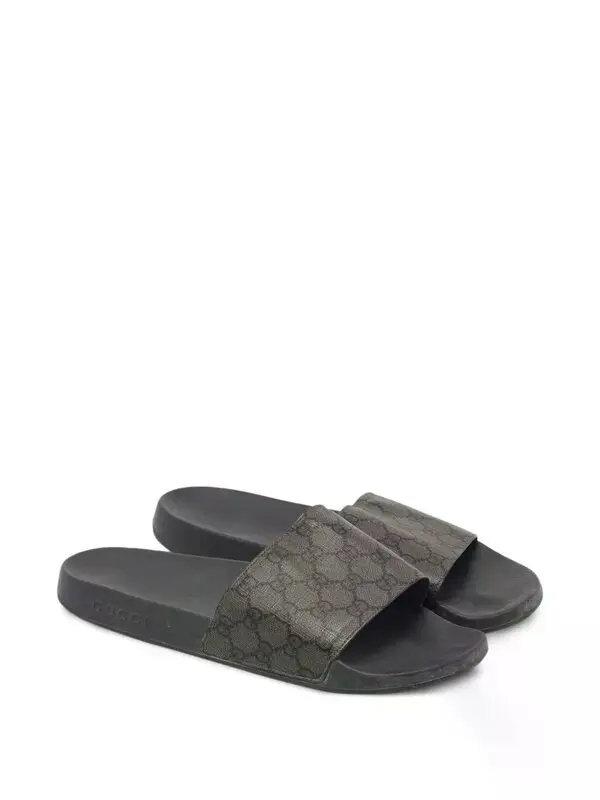 Gucci Gg Supreme Canvas Slides - Brown