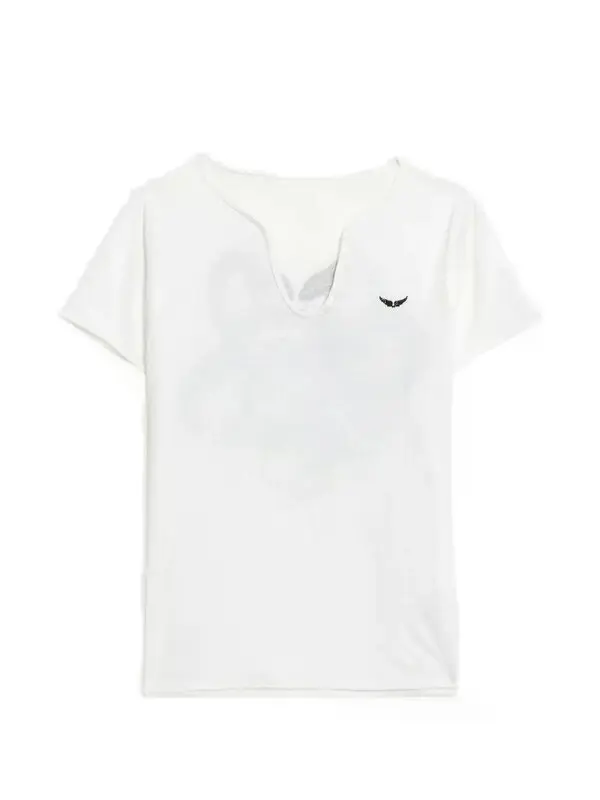 Zadig&Voltaire Cotton Henley T-shirt With Snake Print - White