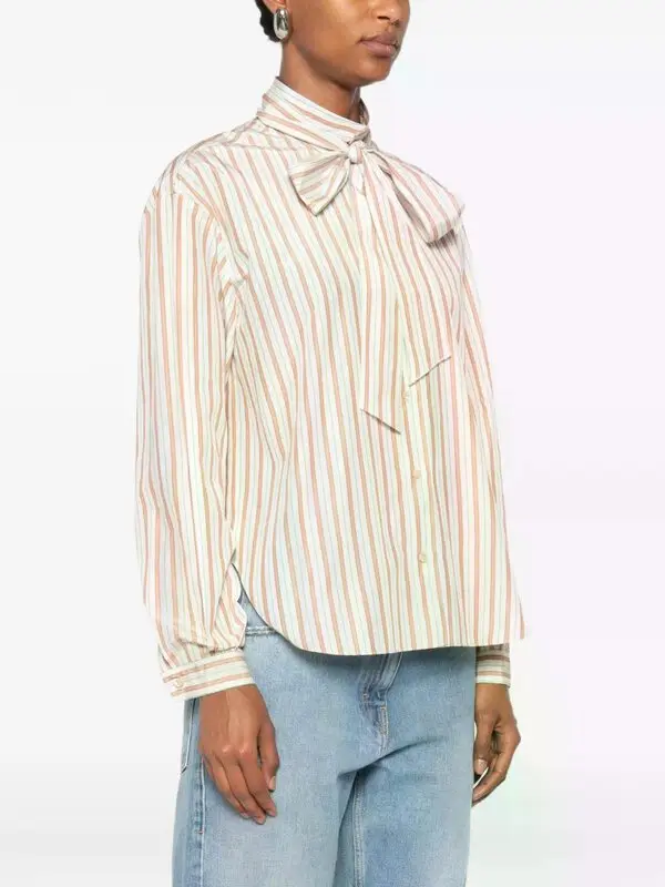 FORTE_FORTE Striped Bow Shirt