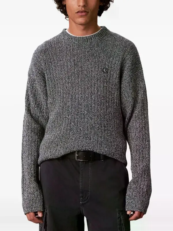Calvin Klein Logo-patch Marl-knit Sweater