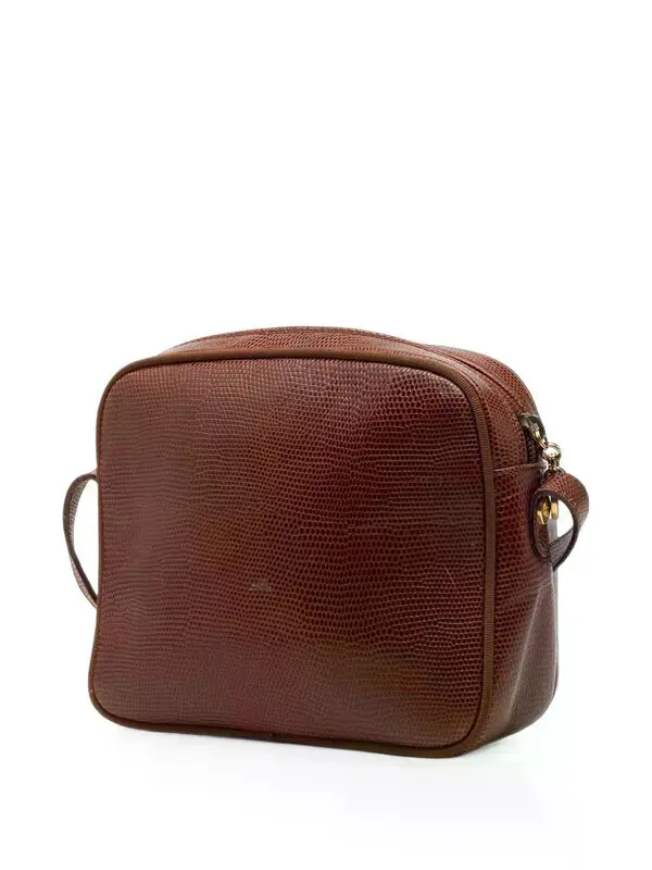FERRAGAMO 1990 Lizard Embossed Leather Vara Crossbody Bag