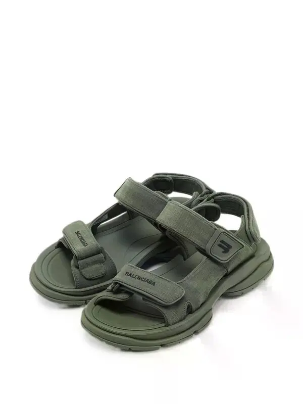 Balenciaga Tourist Flat Sandals With Touch-strap Fastening - Green