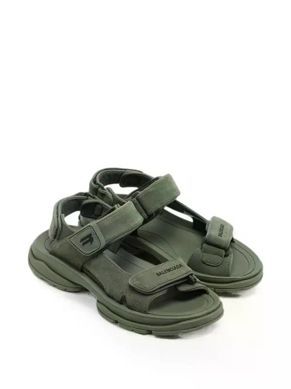 Balenciaga Tourist Flat Sandals With Touch-strap Fastening - Green