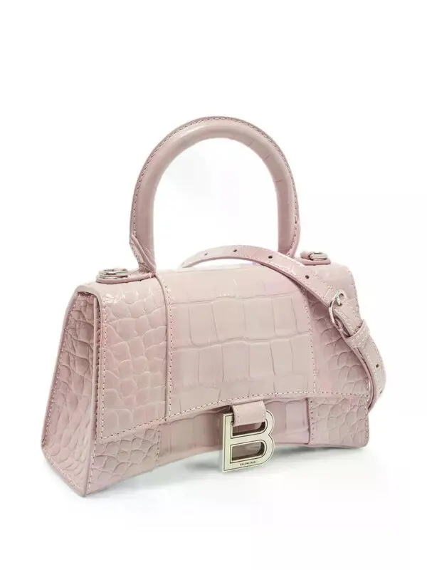 Balenciaga Xs Hourglass Crocodile-embossed Handbag