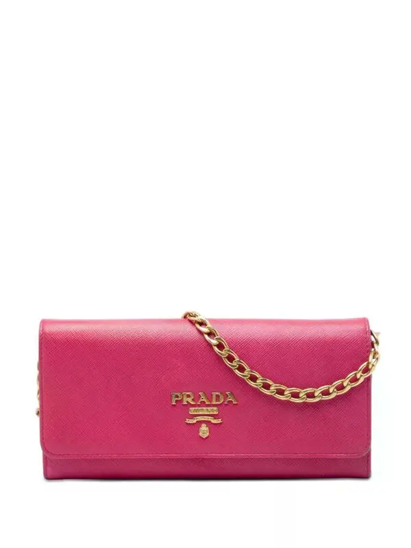 Prada Saffiano Lux Wallet On Chain Crossbody Bag - Pink