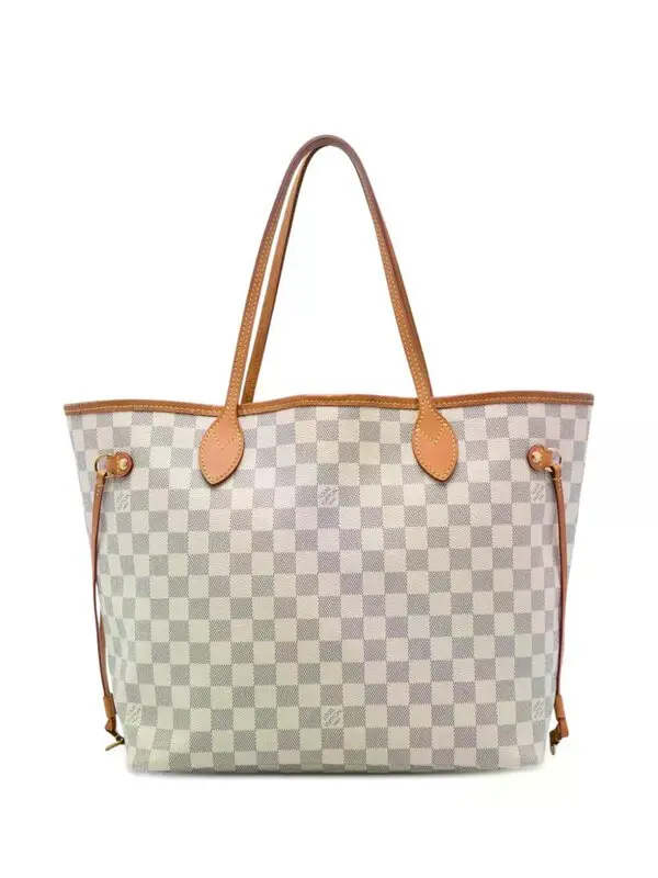 LOUIS VUITTON Damier Azur Neverfull Mm Tote Bag - White