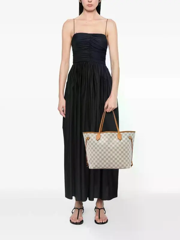 LOUIS VUITTON Damier Azur Neverfull Mm Tote Bag - White