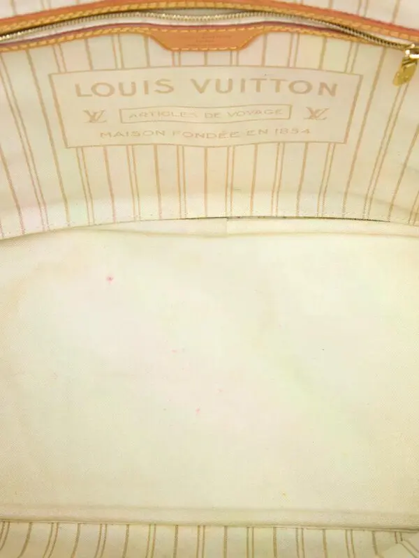 LOUIS VUITTON Damier Azur Neverfull Mm Tote Bag - White