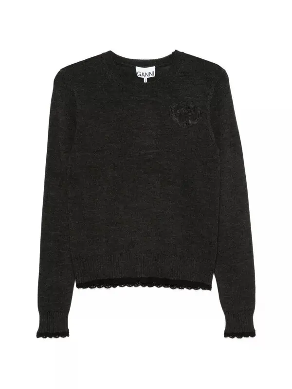 GANNI Logo Detail Sweater - Black