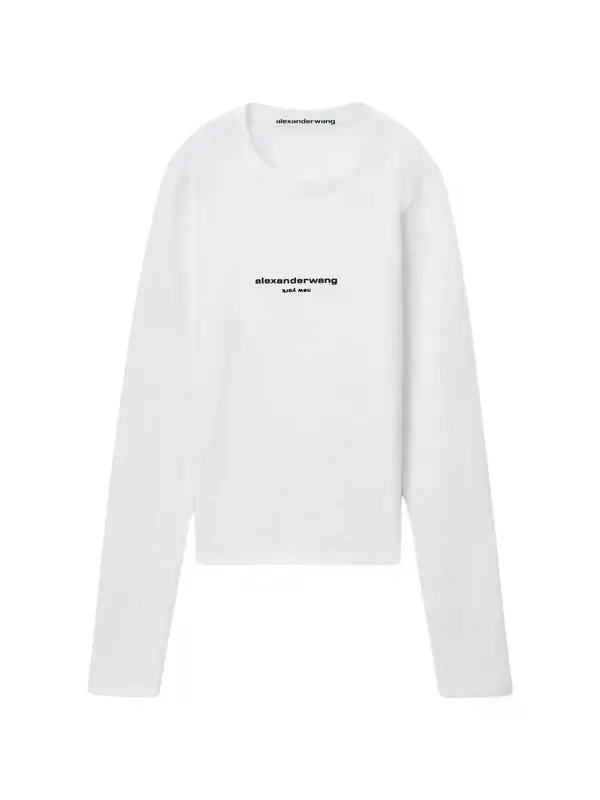 Alexander Wang Fitted Ls Tee W/ Logo Print