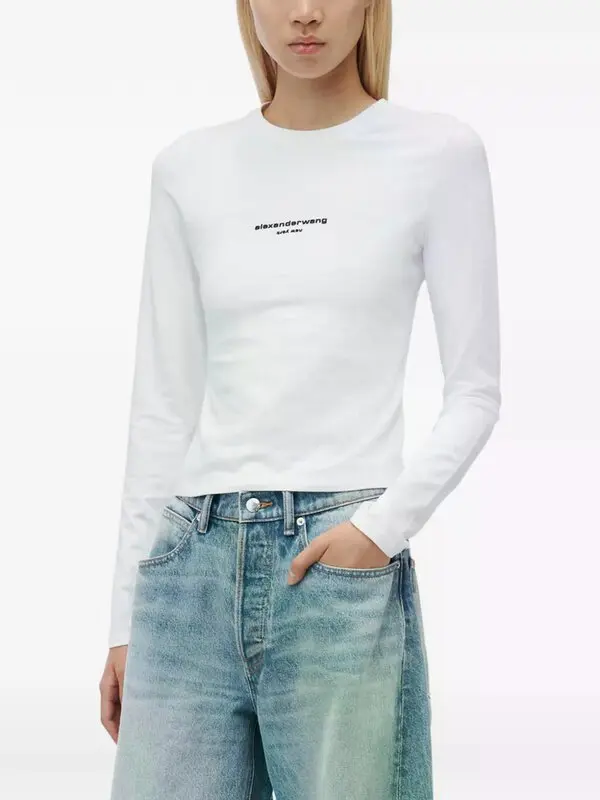 Alexander Wang Fitted Ls Tee W/ Logo Print