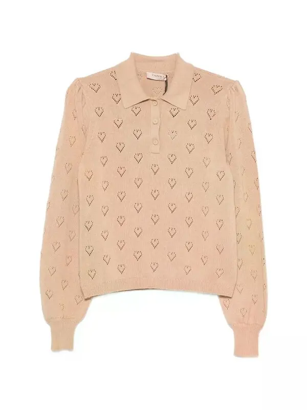 TWINSET Pointelle-knit Buttoned Polo Shirt