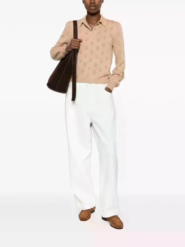 TWINSET Pointelle-knit Buttoned Polo Shirt